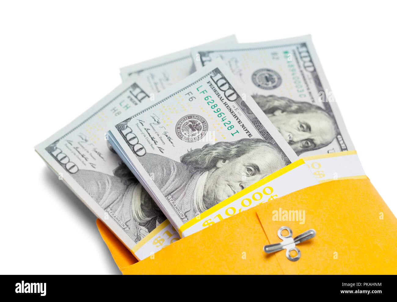 Yellow Envelope Full of Money Isolated on a White Background Stock ...