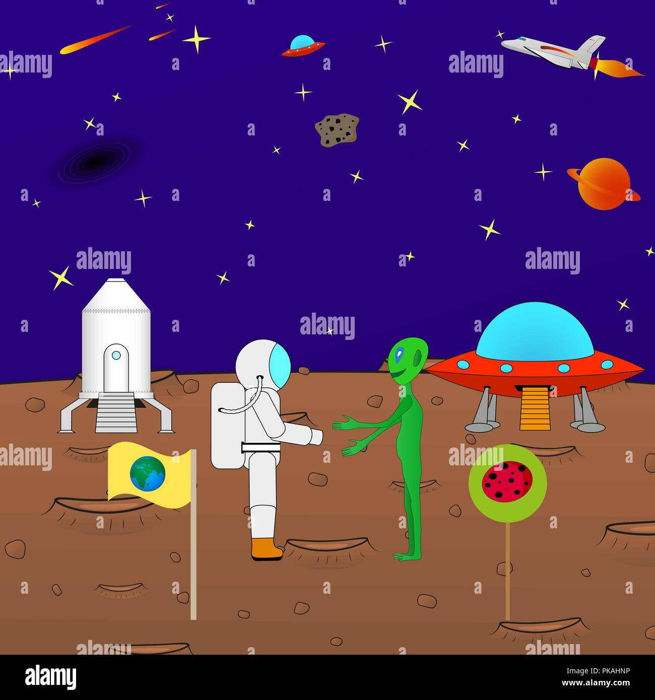 Beautiful cartoon funny background of the cosmos Stock Vector Image ...