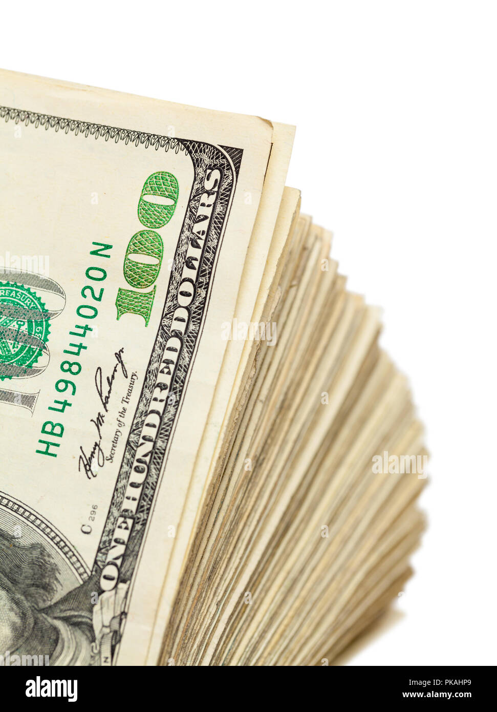 Stack Of Hundred Dollar Bills Isolated on White Stock Photo - Alamy