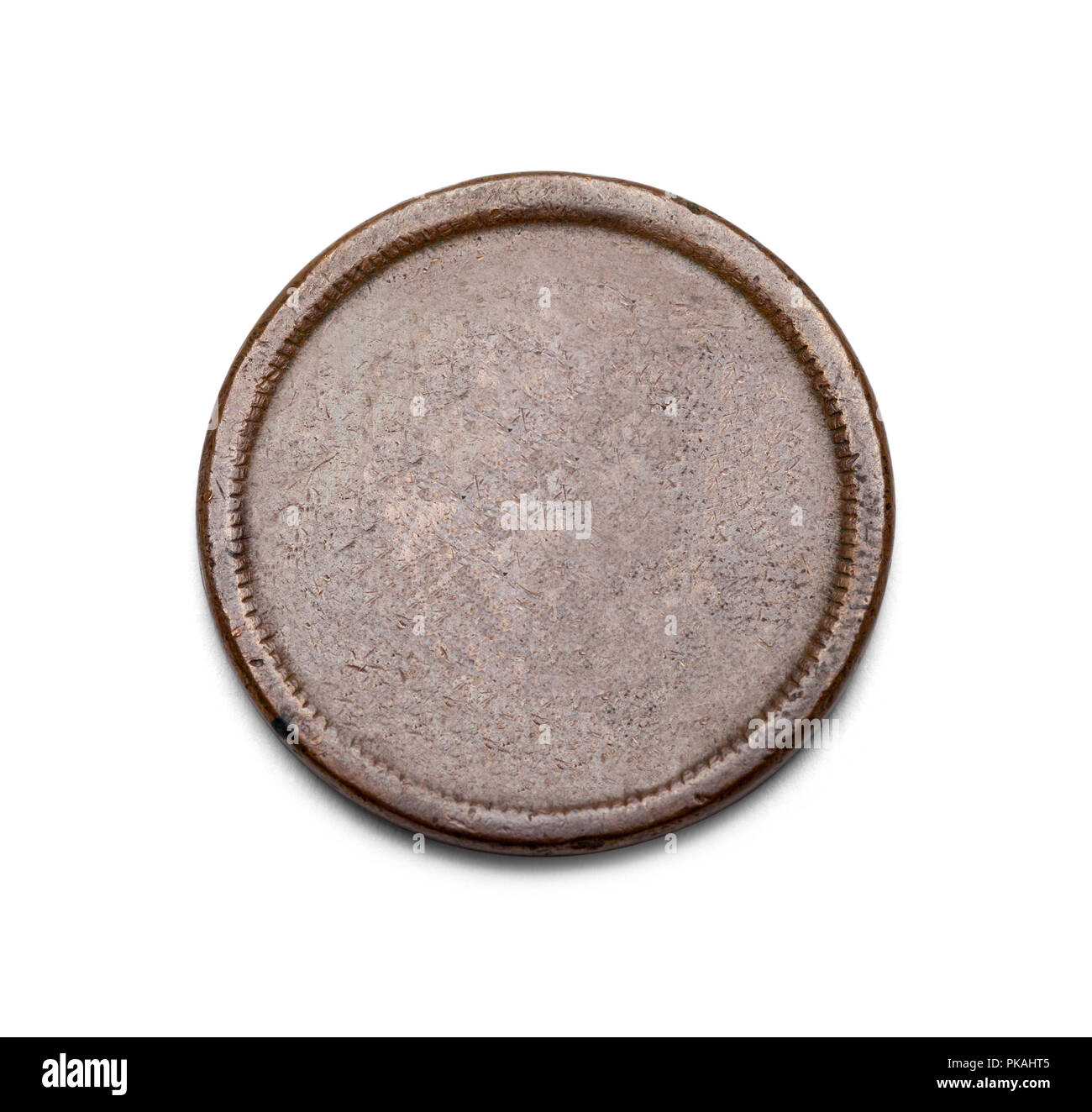 Old Blank Coin Isolated on a White Background Stock Photo - Alamy