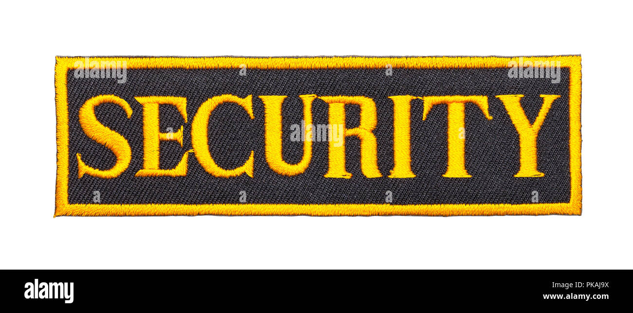 Security Patch Yellow and Black Isolated on White Stock Photo - Alamy