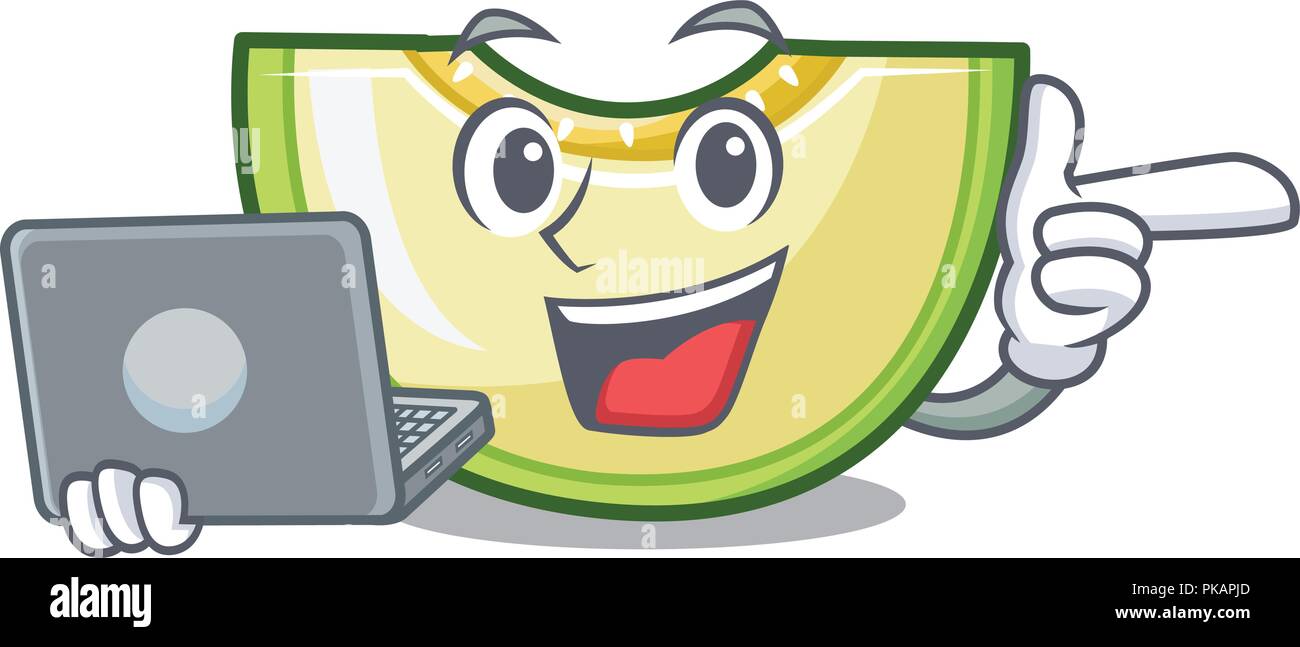 With laptop slice of melon isolated on cartoon Stock Vector Image & Art ...
