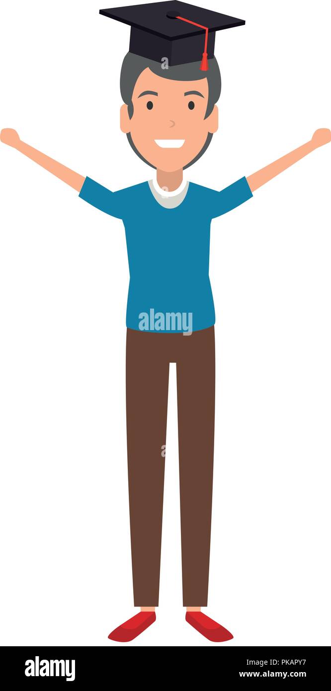 man student celebrating with hat graduation vector illustration design ...
