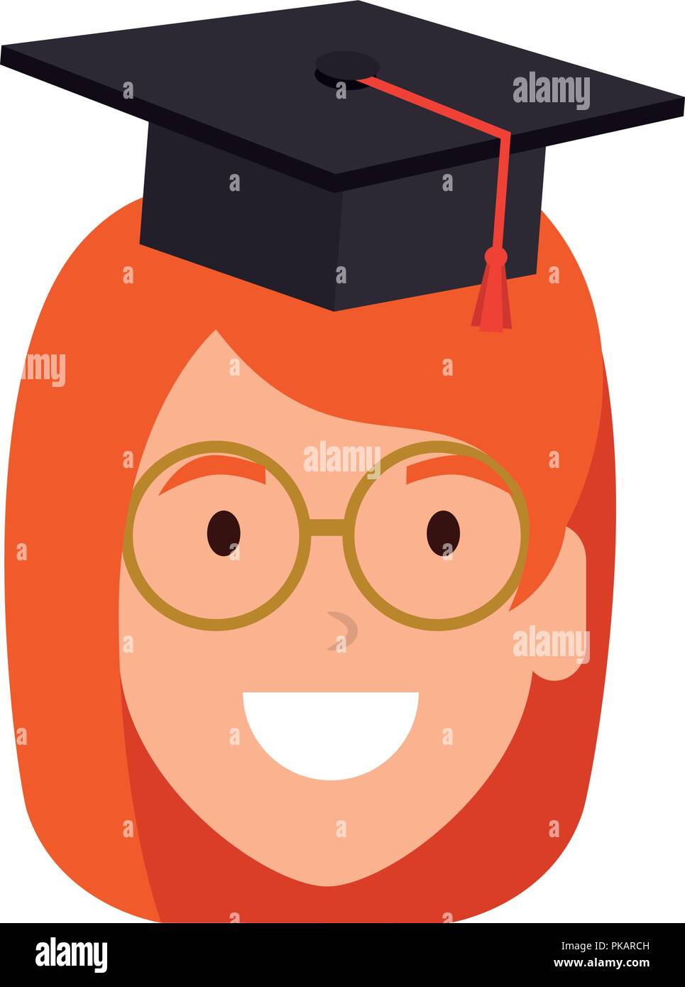 young woman student head with hat graduation vector illustration Stock ...
