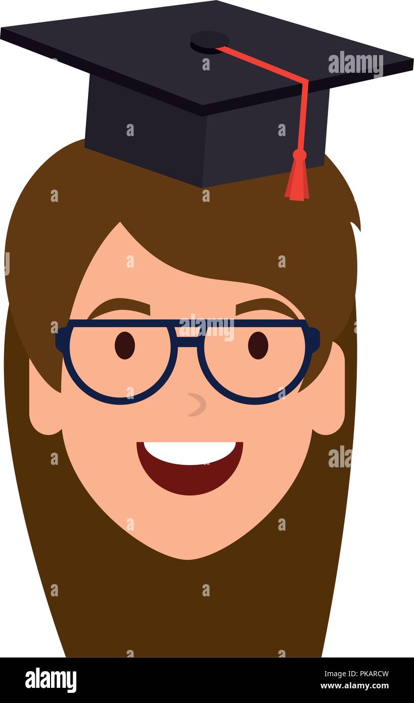 young woman student head with hat graduation vector illustration Stock ...