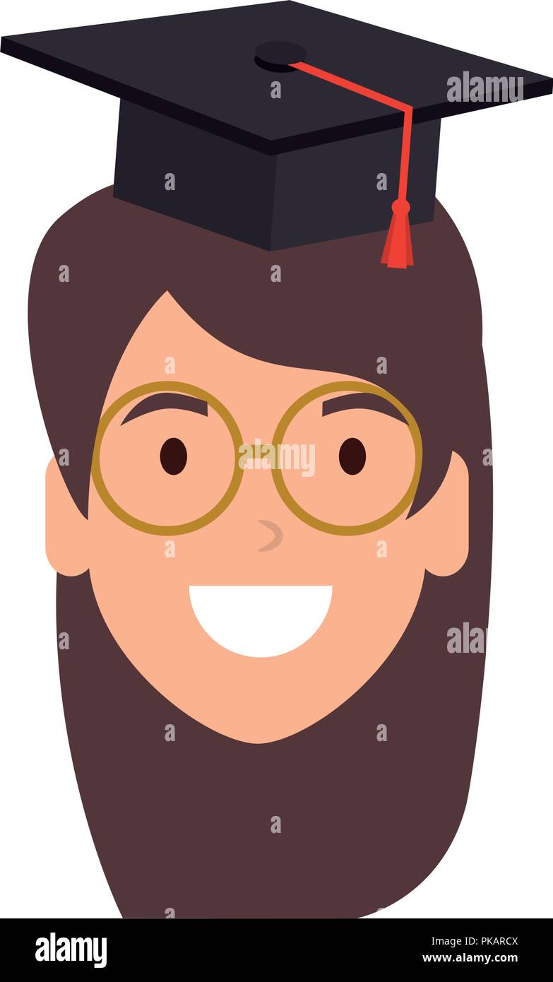 young woman student head with hat graduation vector illustration Stock ...