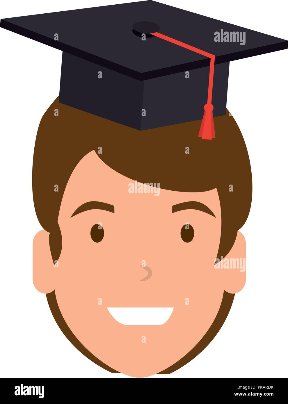 young man student head with hat graduation vector illustration design ...