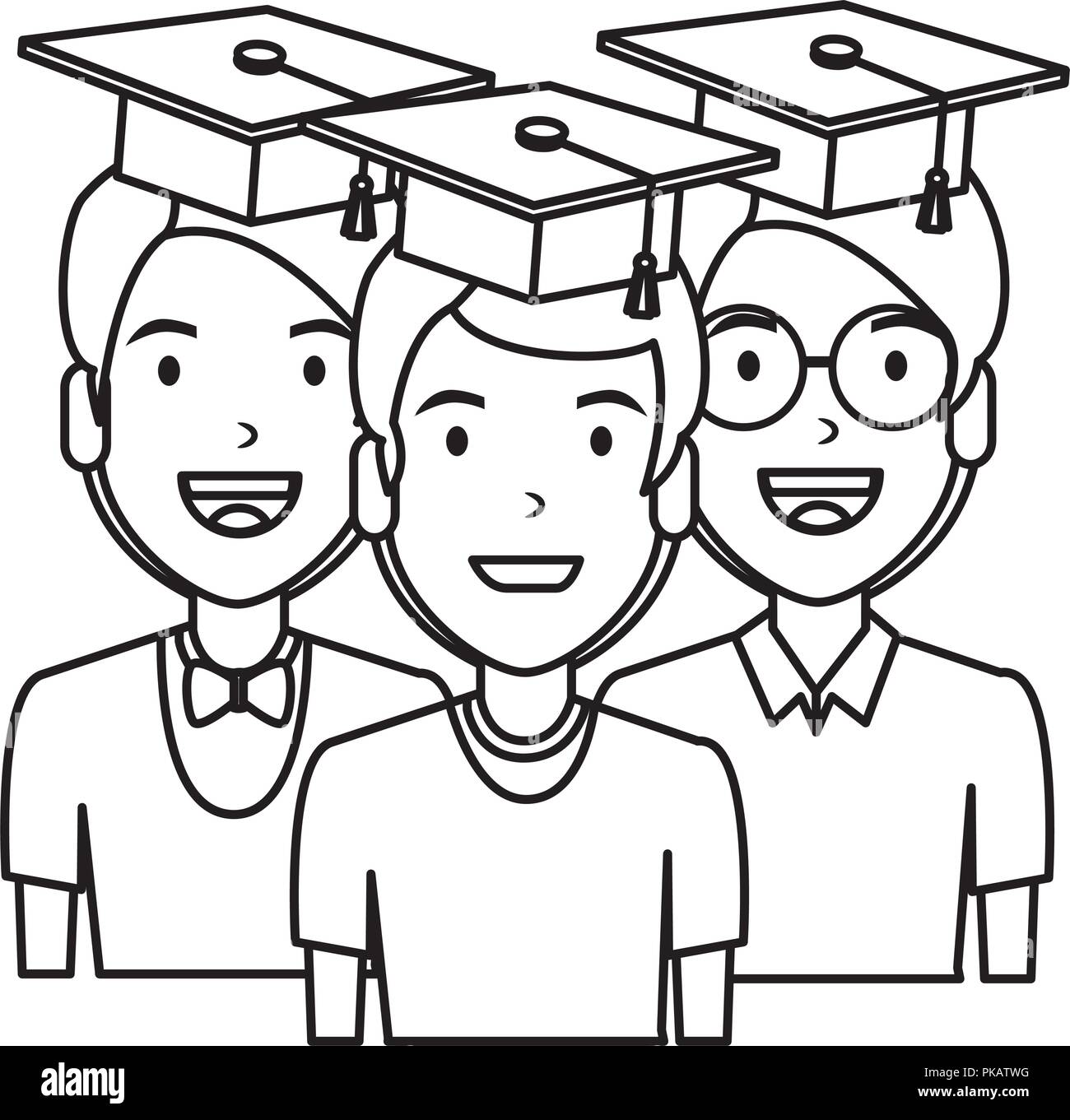 young men students with hat graduation vector illustration design Stock ...