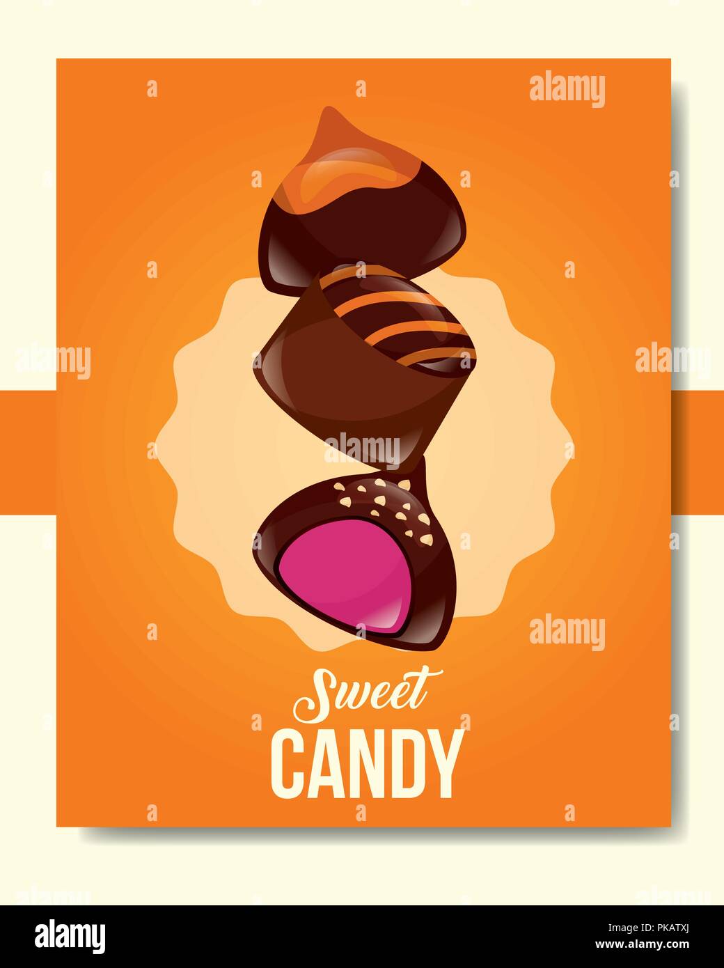 sweet candy frame sticker macaron stuffed chocolate vector illustration ...