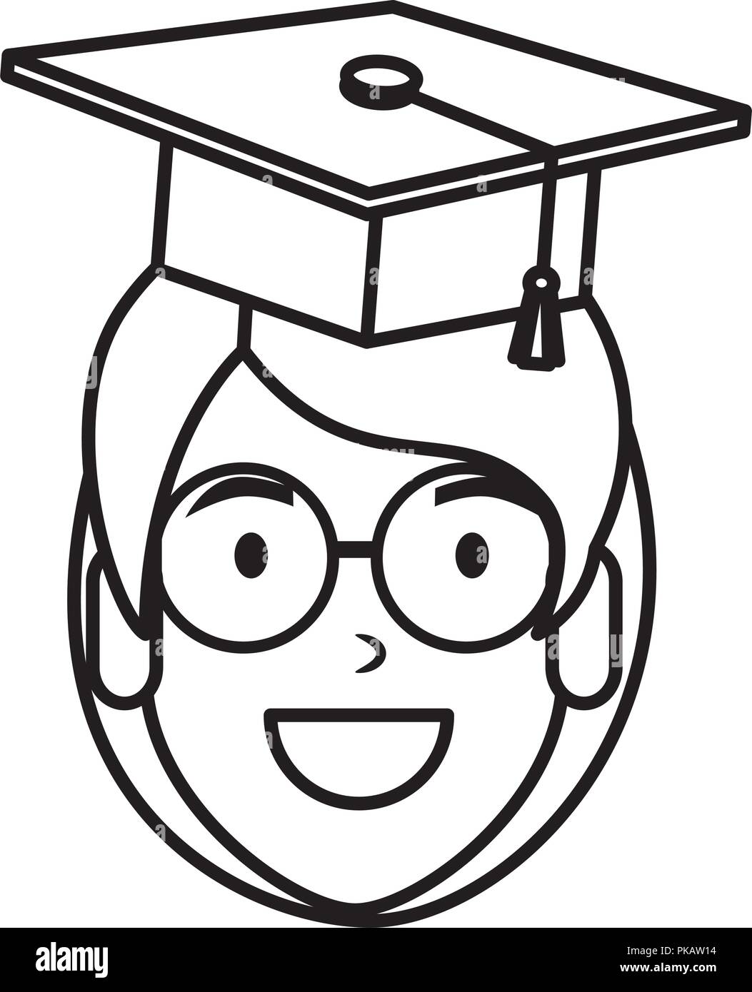 young woman student head with hat graduation vector illustration Stock ...