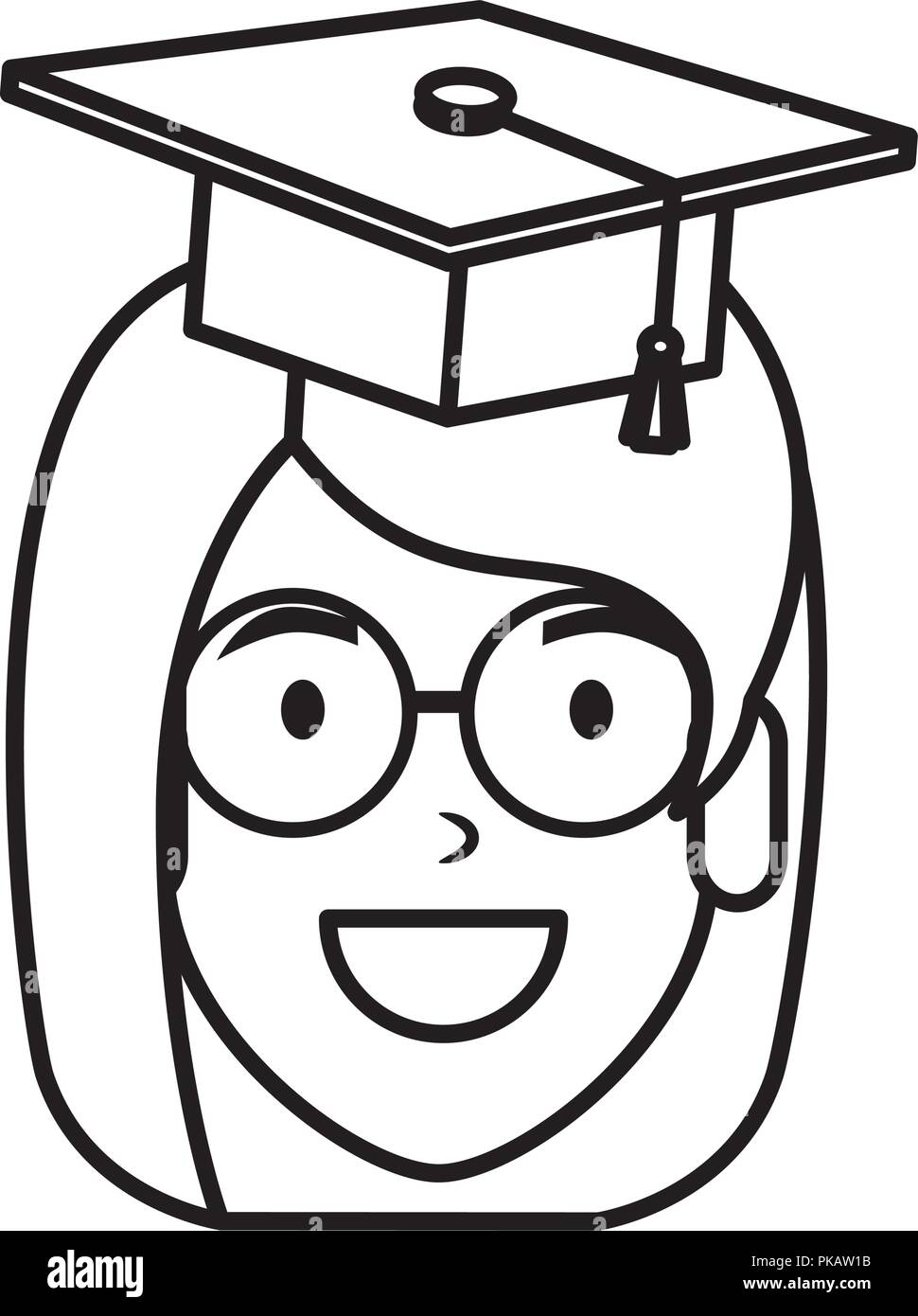 young woman student head with hat graduation vector illustration Stock ...