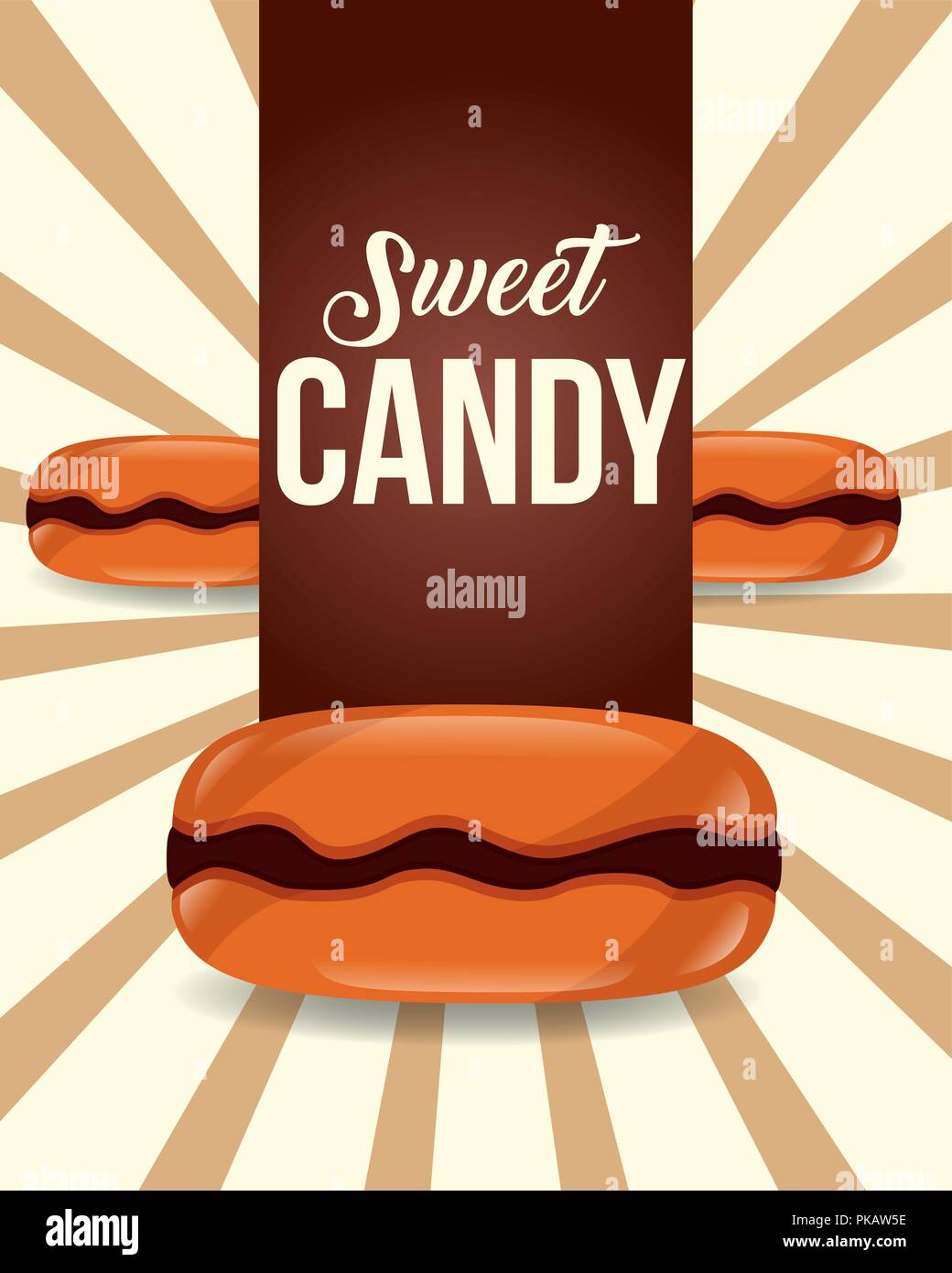 sweet candy ribbon sign chocolate stuffeds vector illustration Stock ...