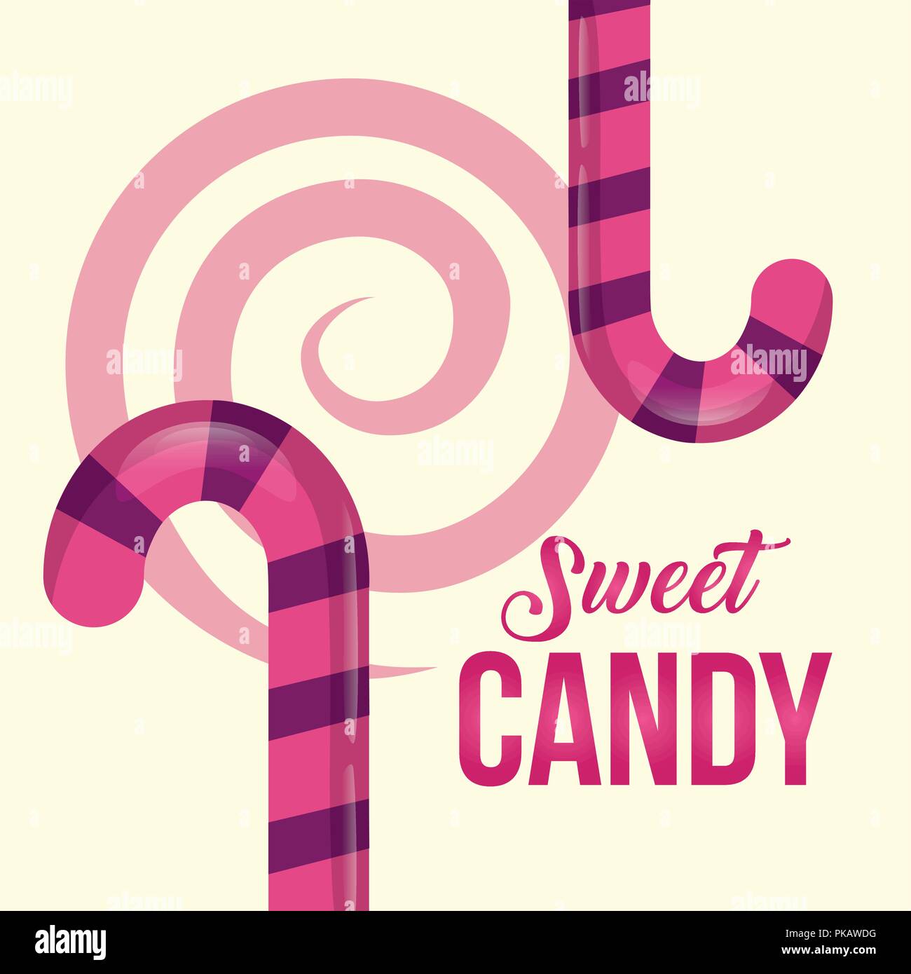 sweet candy canes circle sign background vector illustration Stock ...