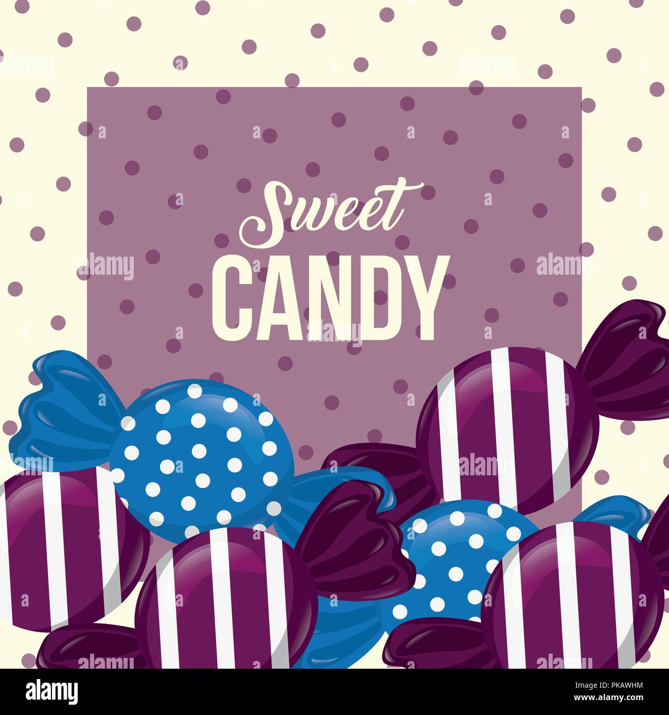sweet candy wrapped caramels flavors dotted background vector ...
