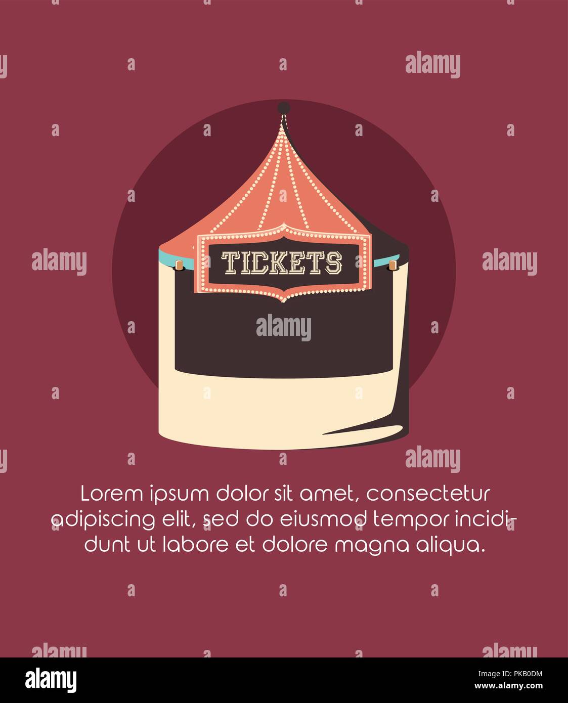 carnival ticket booth fun fair circus retro style vector illustration ...