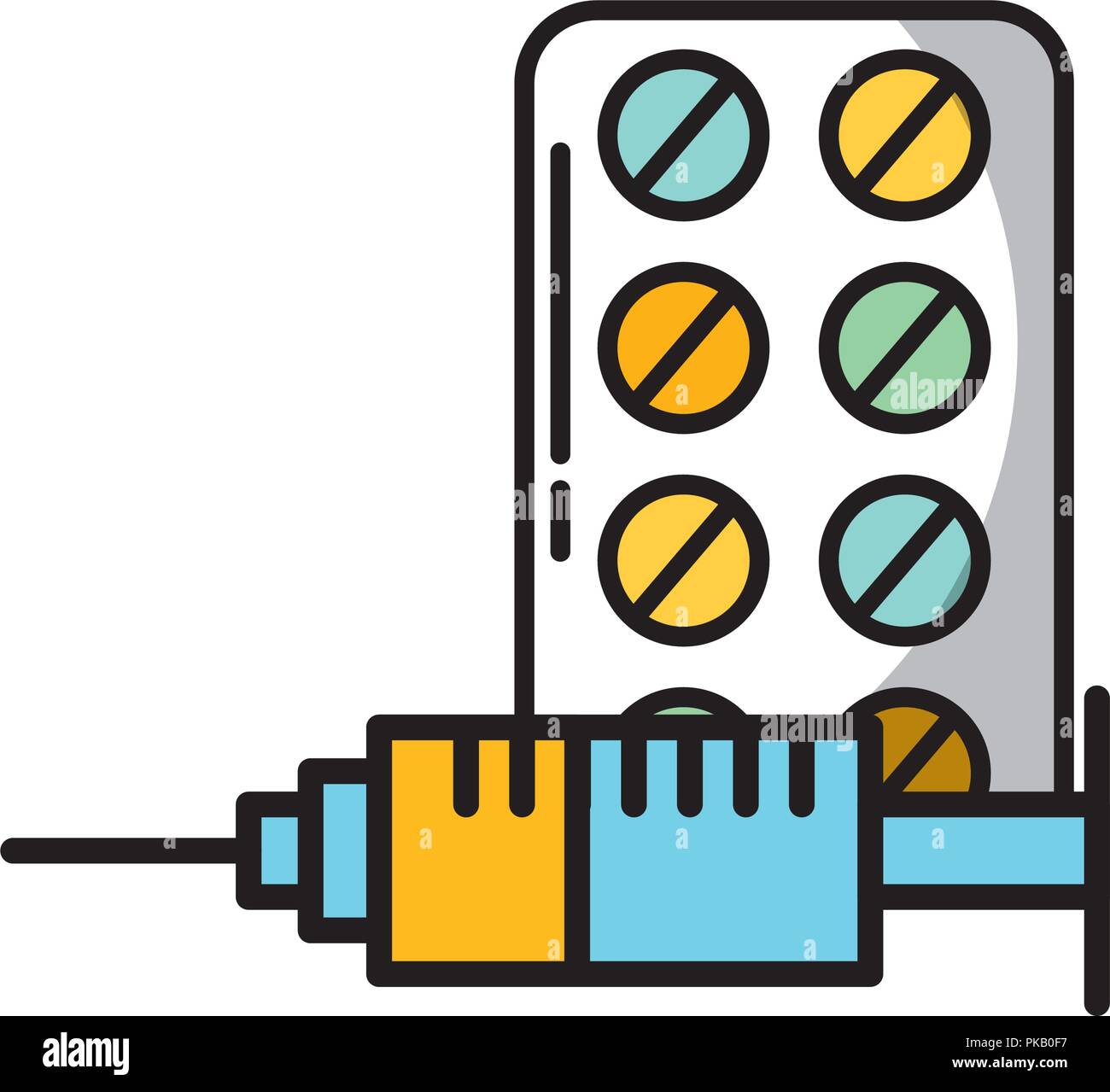 medication packaging pills and syringe vector illustration Stock Vector ...