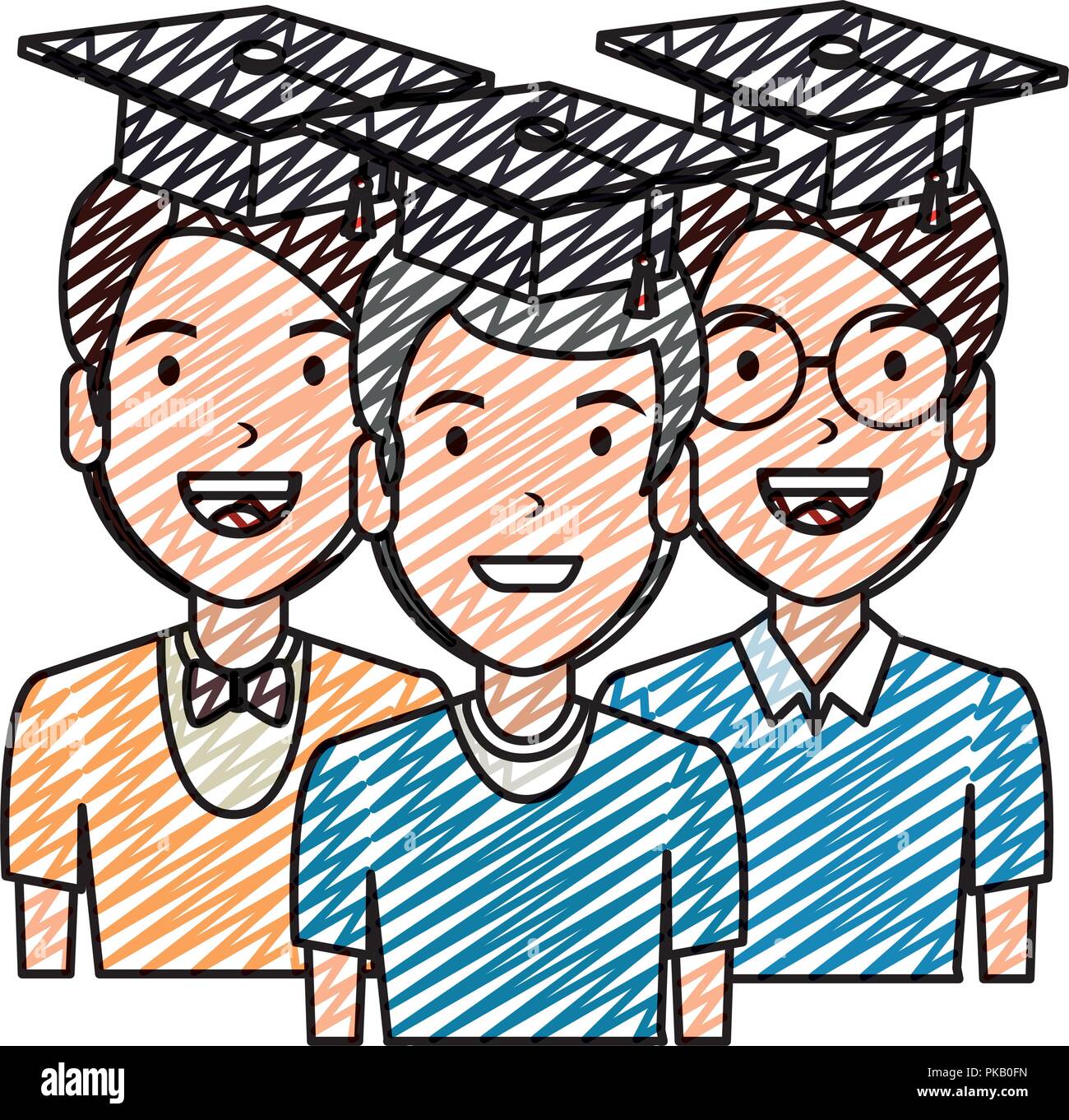 young men students with hat graduation vector illustration design Stock ...