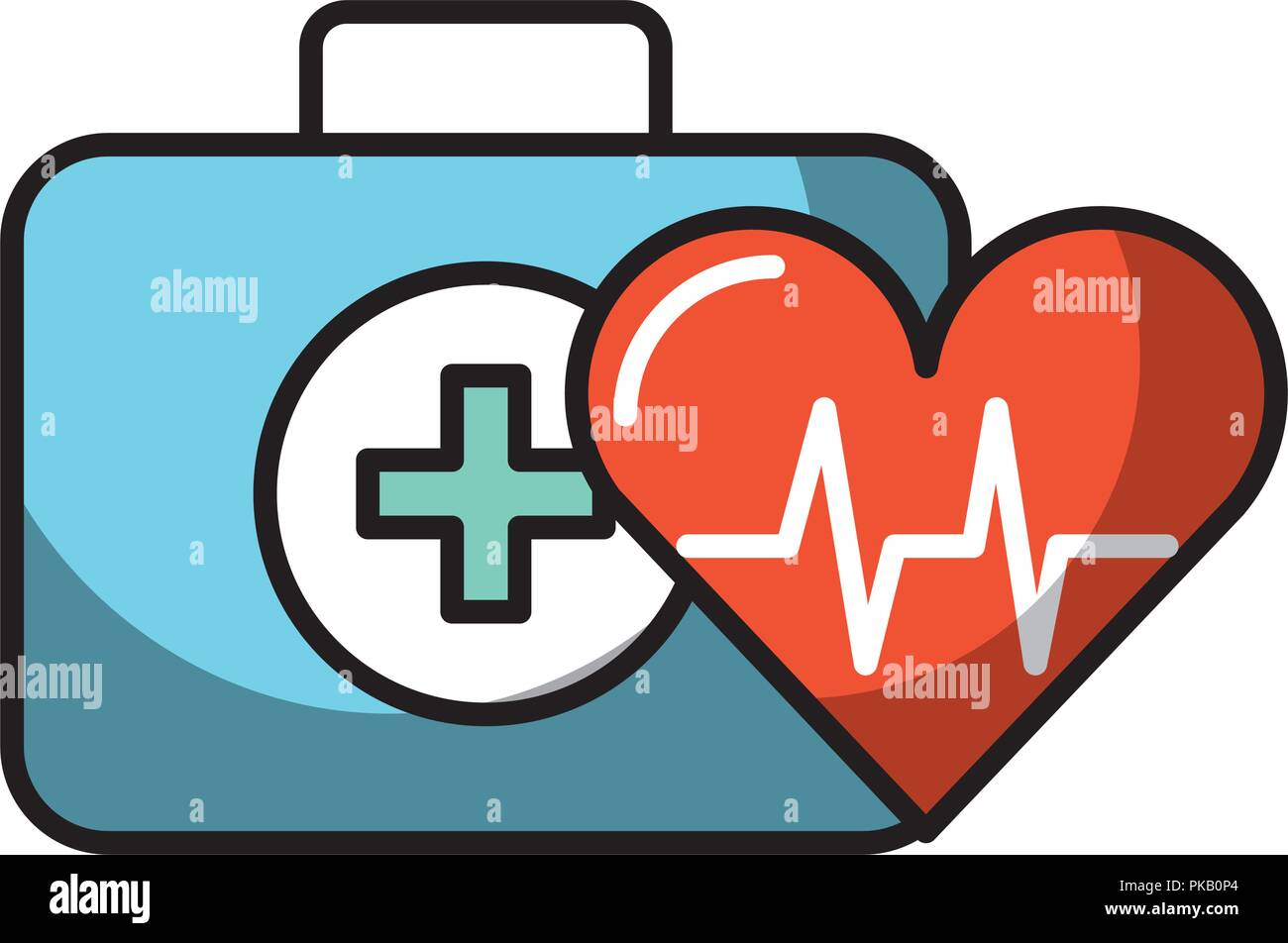 kit first aid and heart rate medical vector illustration Stock Vector ...