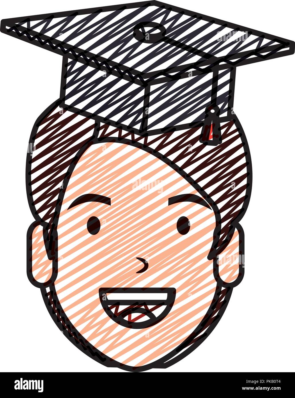 young man student head with hat graduation vector illustration design ...