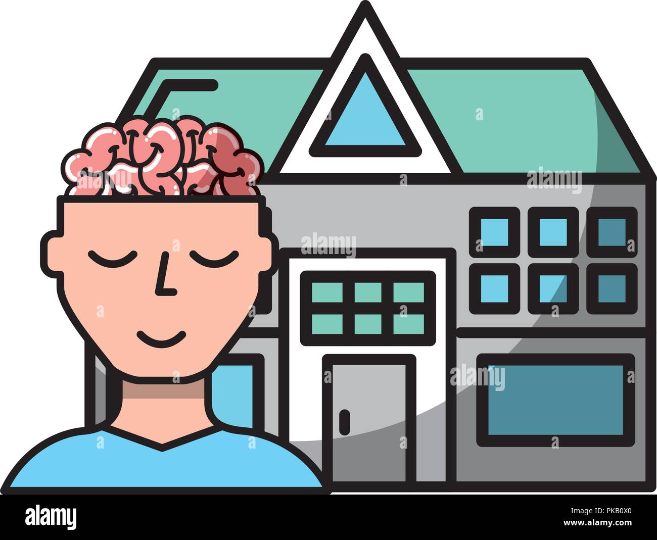 human portrait brain mental hospital health vector illustration Stock ...
