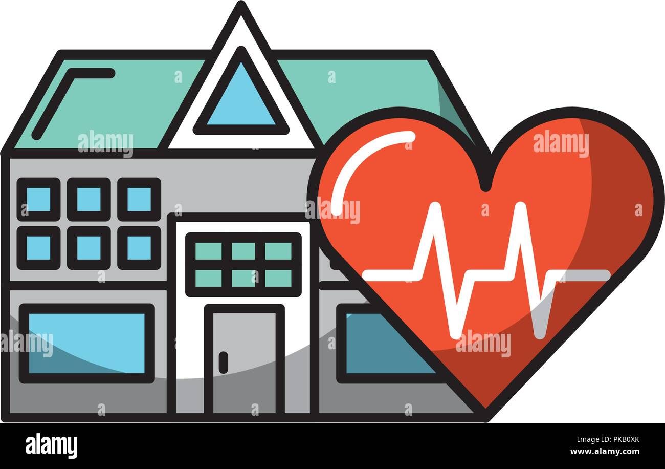 hospital building heart rate health care vector illustration Stock ...