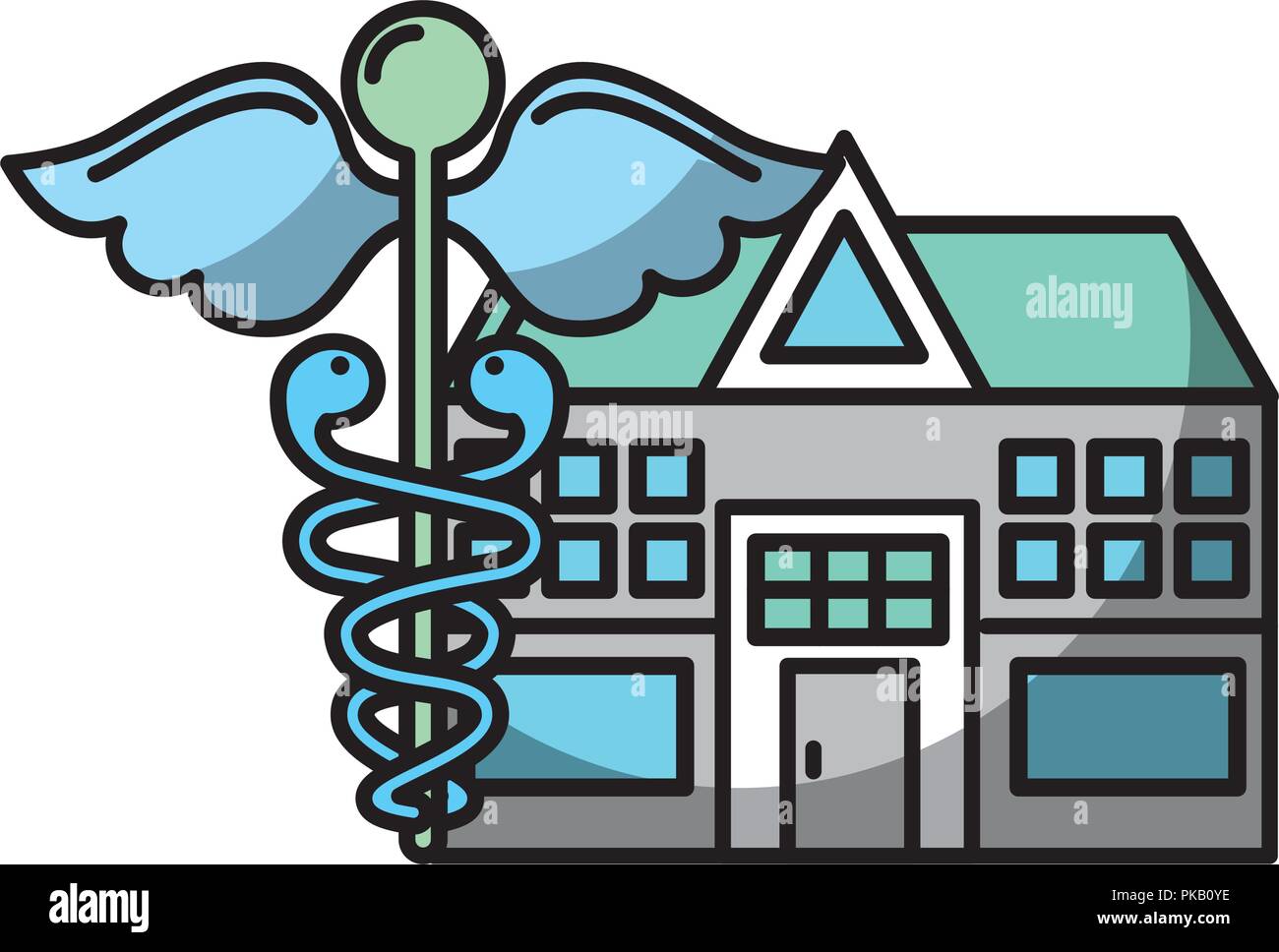 caduceus hospital building healthcare medicine vector illustration ...