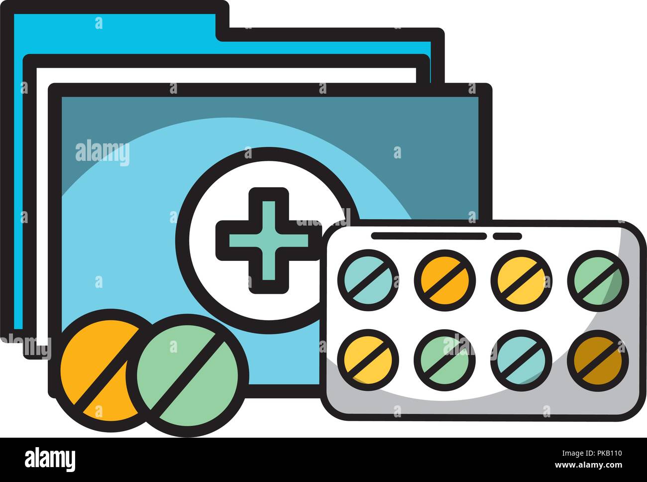 medication pills and folder file medical vector illustration Stock ...