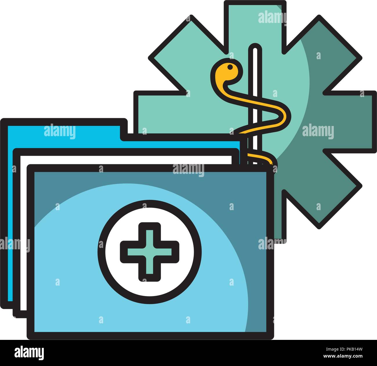 caduceus medical folder report documents vector illustration Stock ...