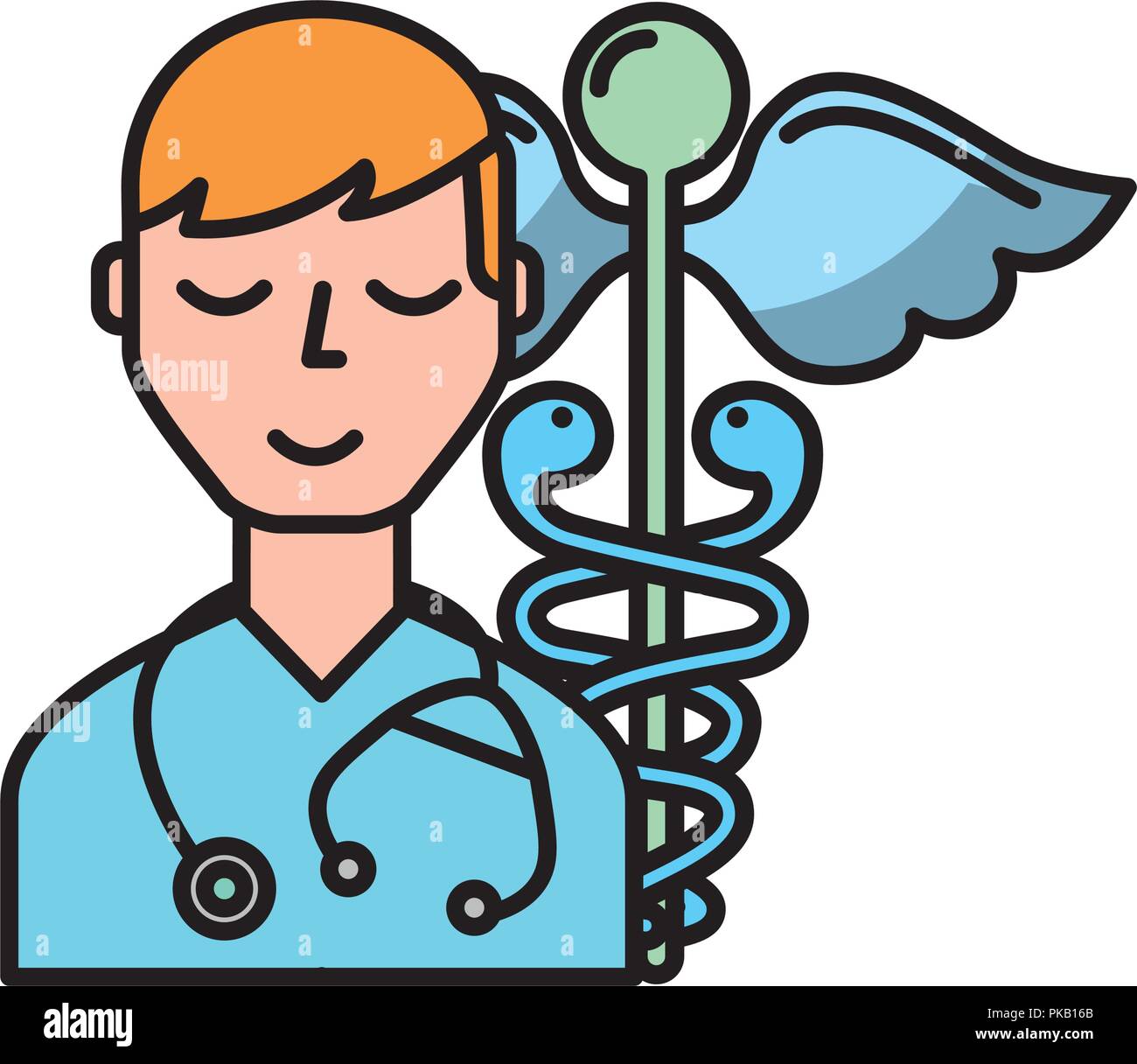 doctor staff medical caduceus emblem vector illustration Stock Vector ...