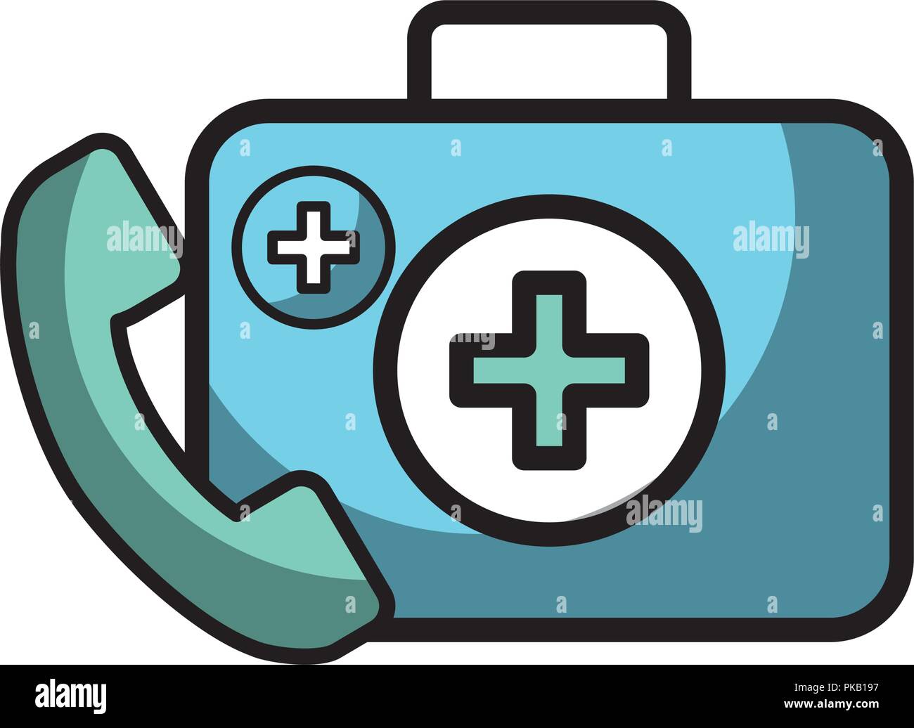 medical telephone service kit first aid vector illustration Stock ...