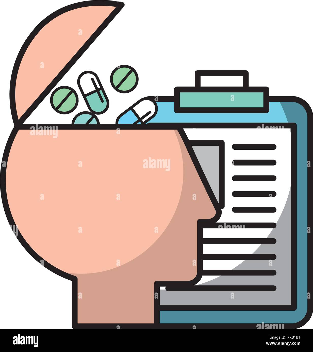 profile human pills medicine clipboard medical report vector ...