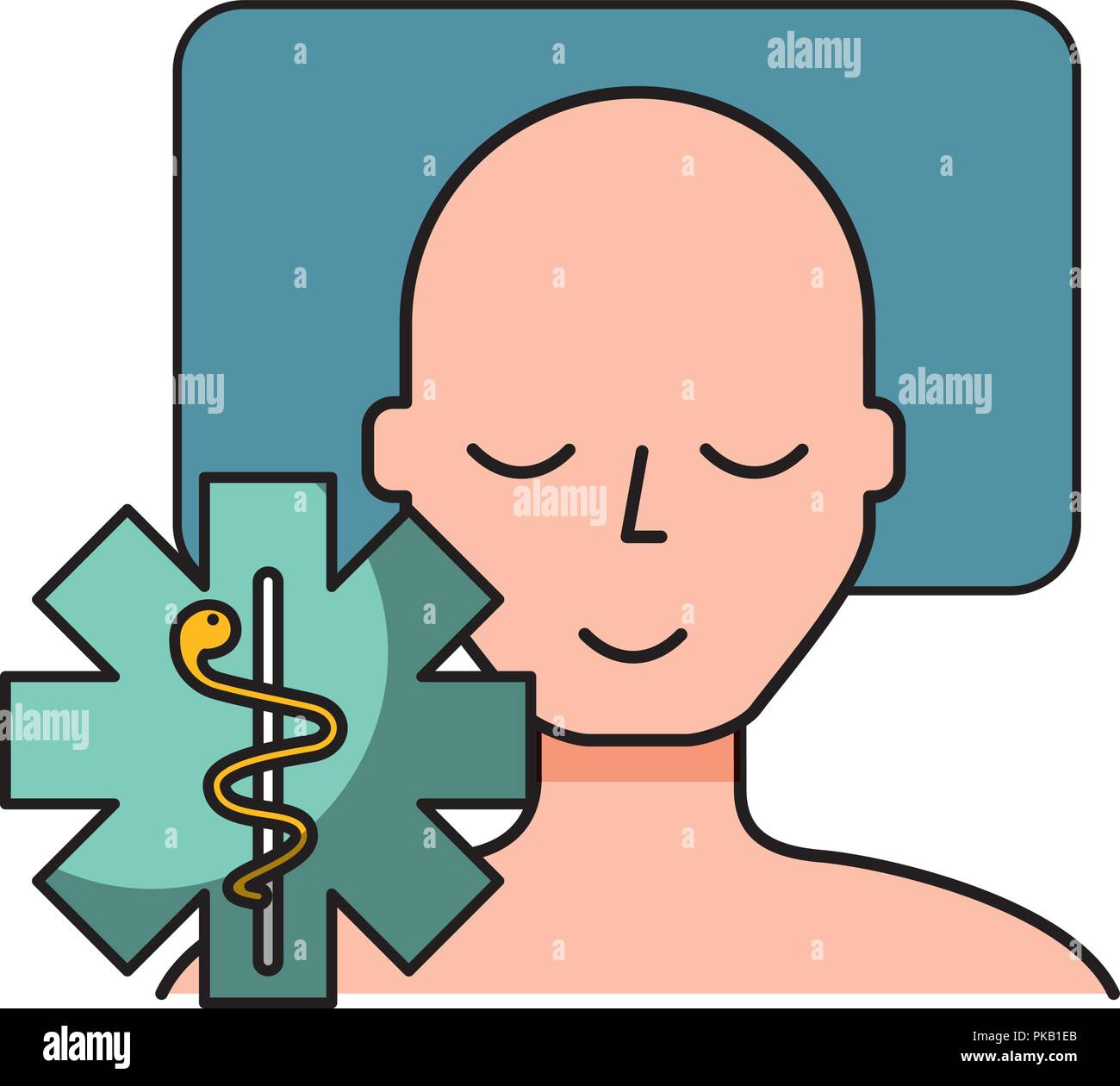 man sleeping on the bed caduceus medical vector illustration Stock ...