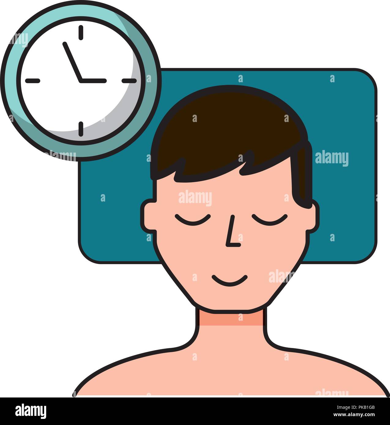 man sleeping on the bed clock time vector illustration Stock Vector ...