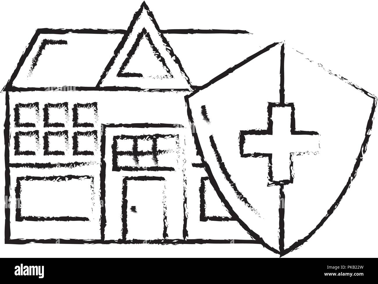 hospital medical building shield protection care vector illustration ...