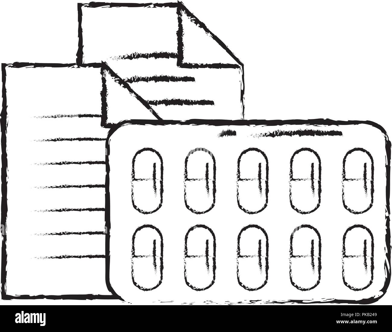 report of medical documents and packaging capsule vector illustration ...