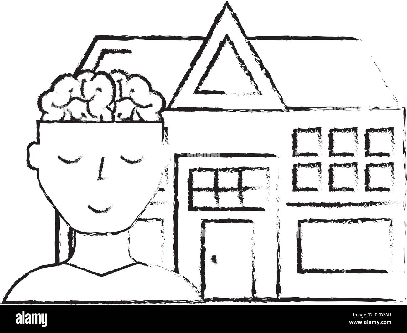 human portrait brain mental hospital health vector illustration hand ...