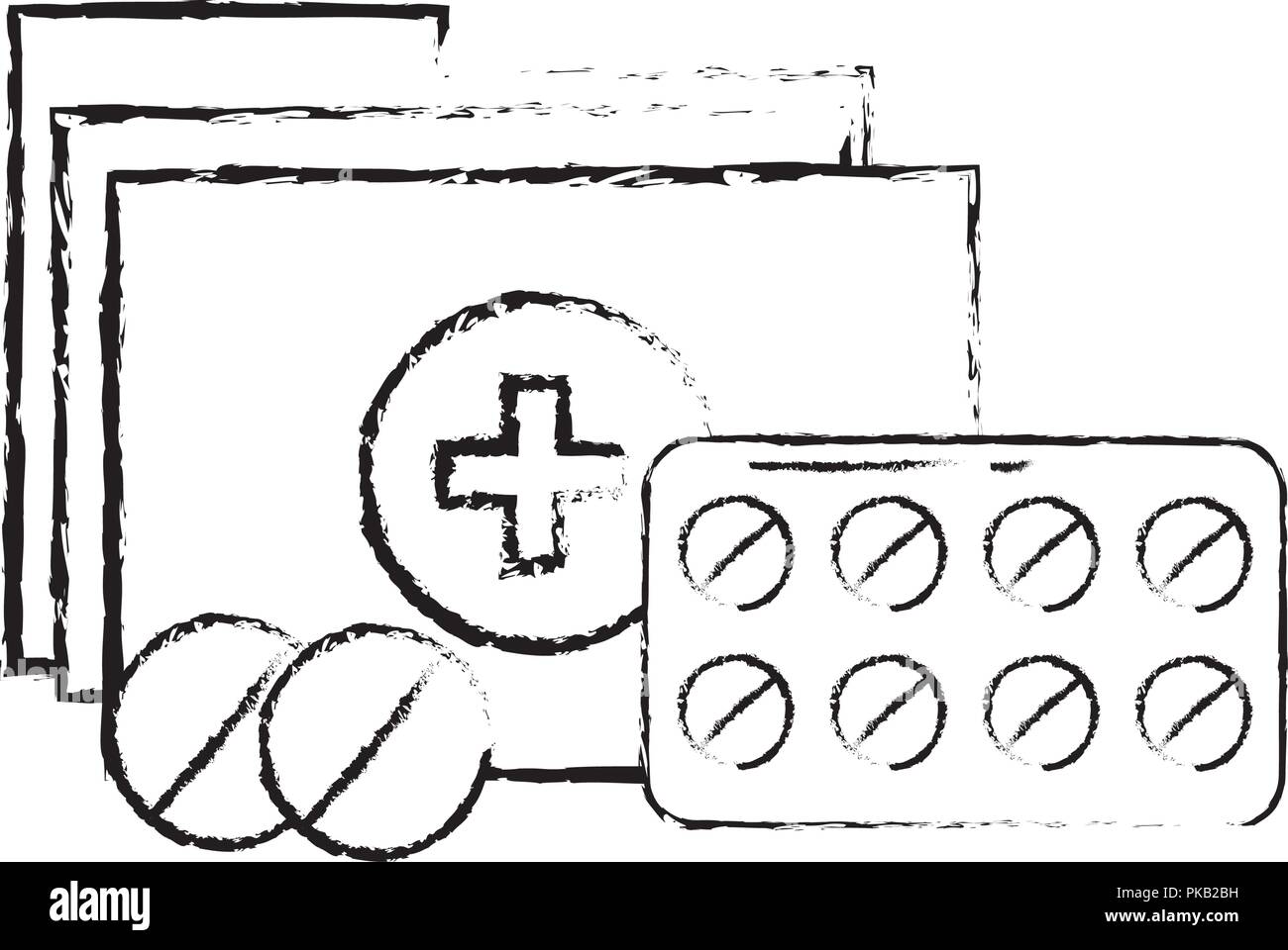 medication pills and folder file medical vector illustration hand ...