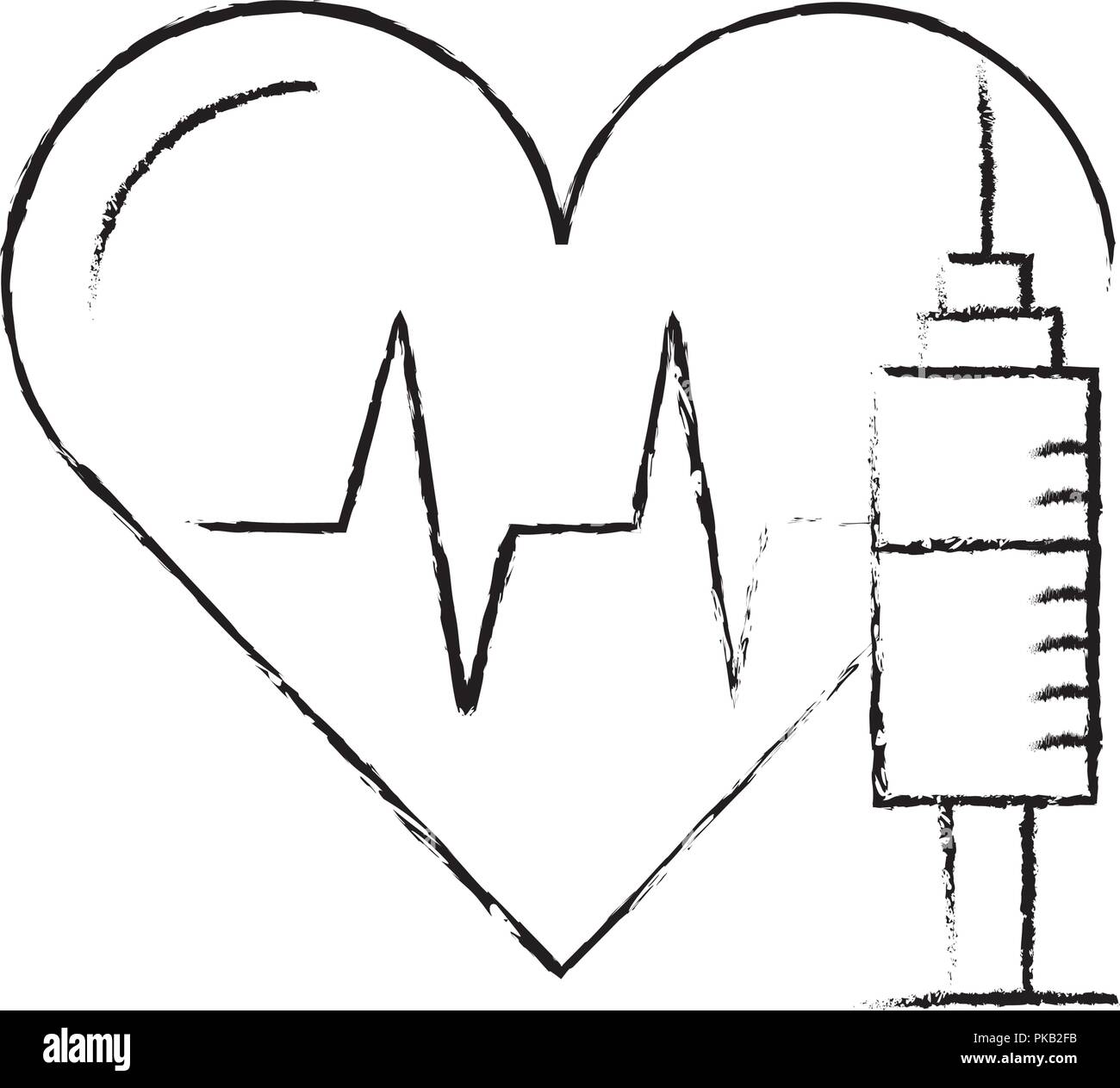 healthcare medical heartbeat syringe symbol vector illustration hand ...