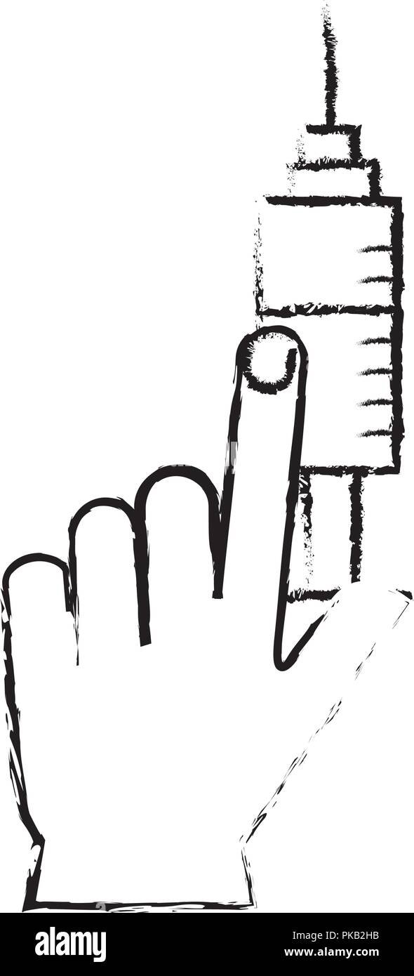 hand holding medical syringe healthcare vector illustration hand ...