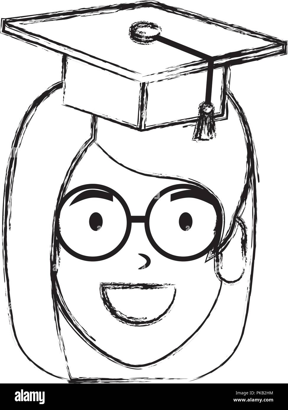 young woman student head with hat graduation vector illustration Stock ...