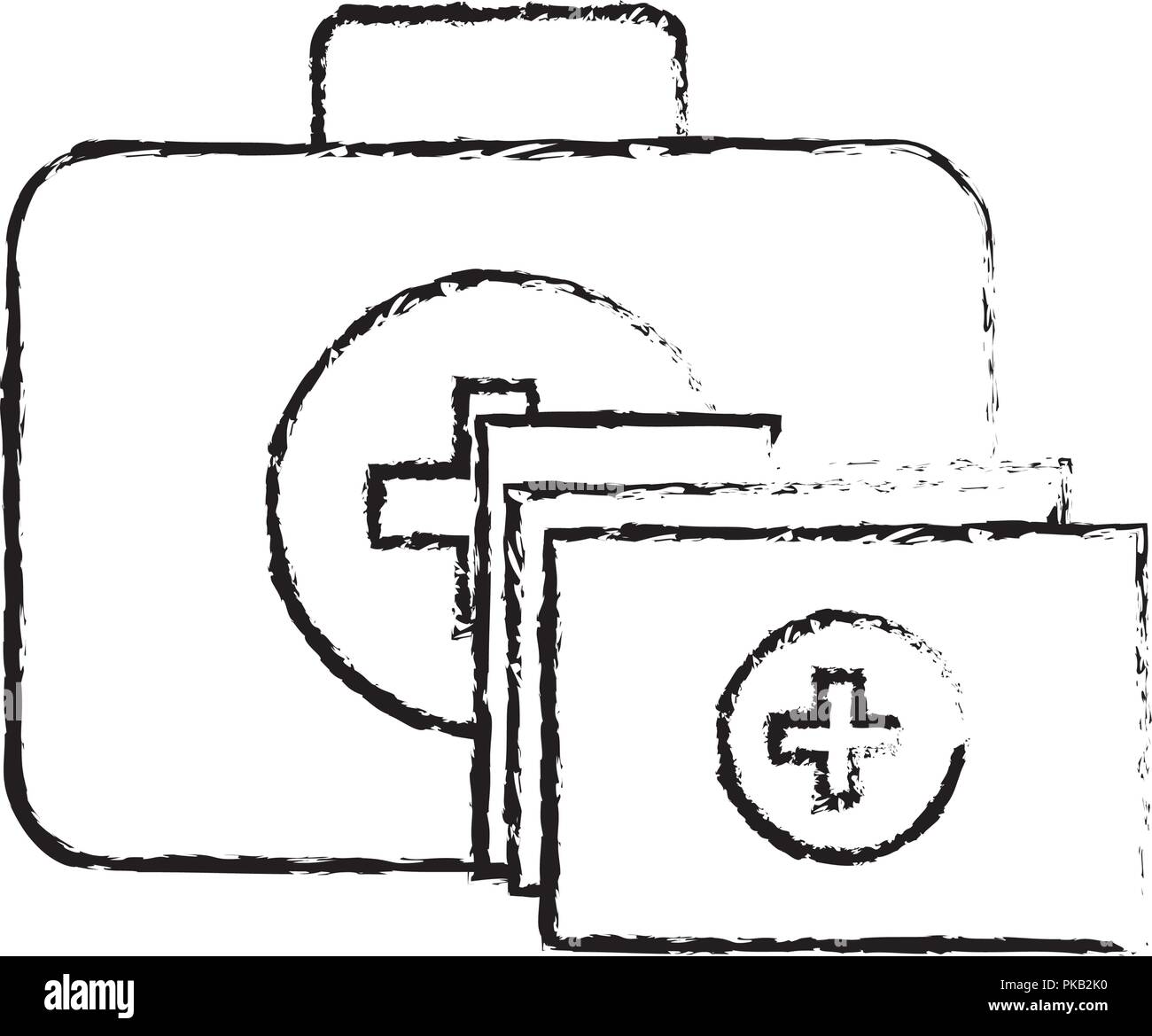 kit first aid folder report medical vector illustration hand drawing ...