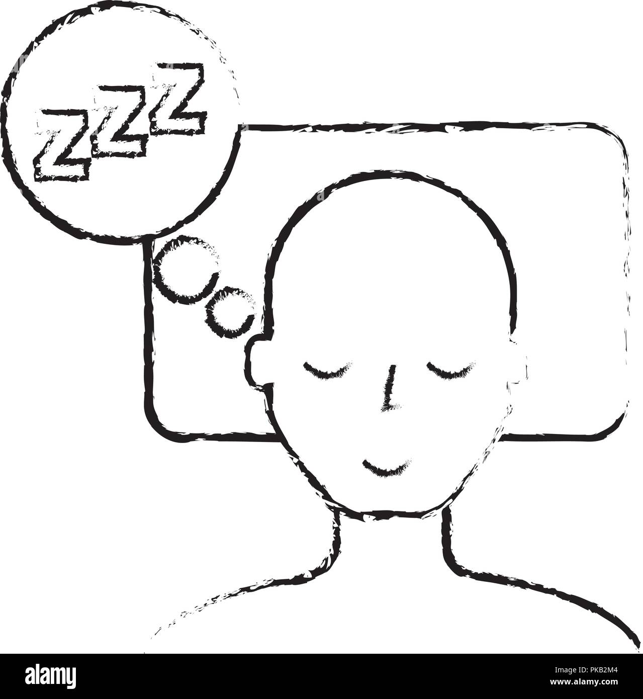 man sleeping on the bed vector illustration hand drawing Stock Vector ...
