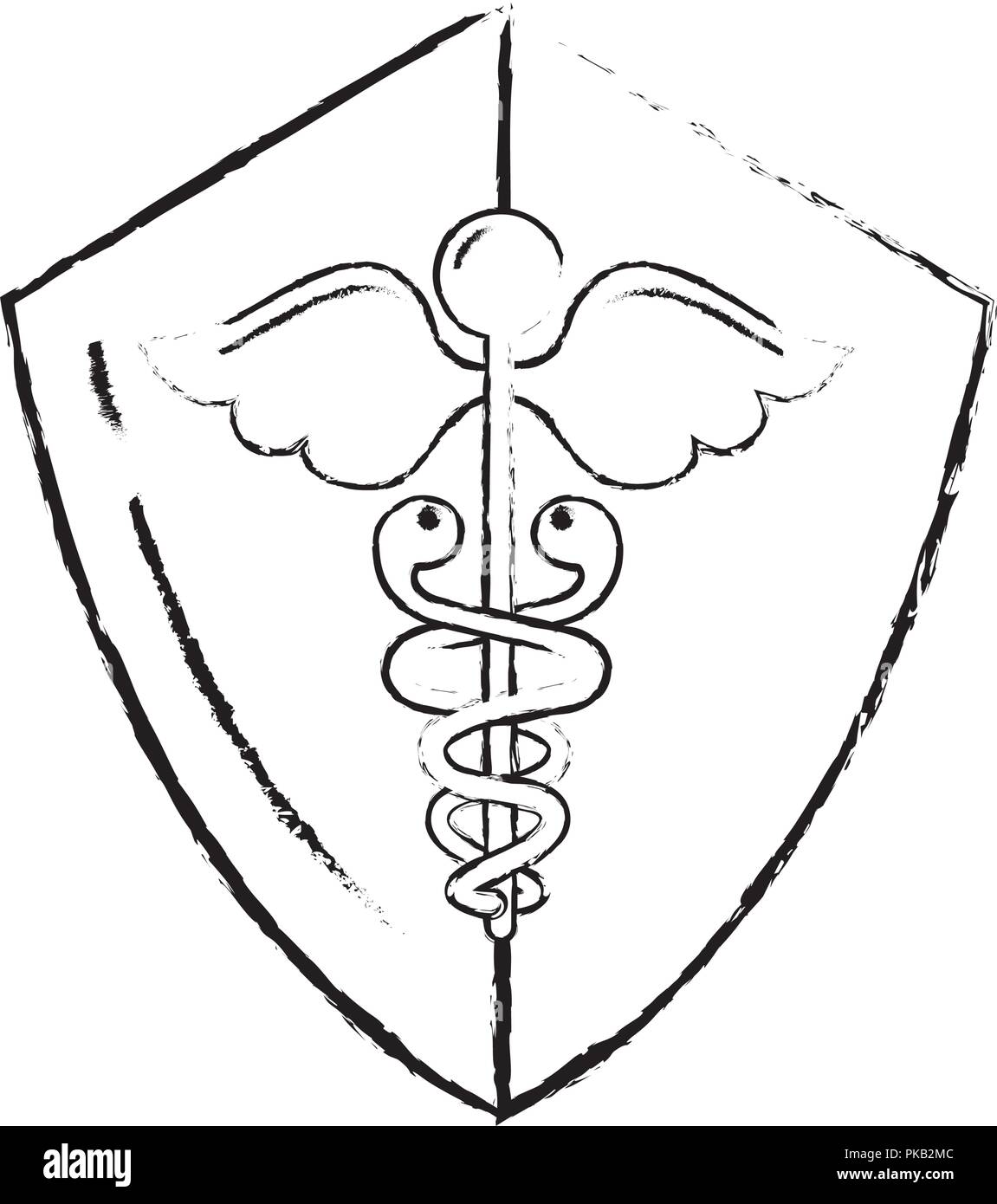 caduceus shield medical healthcare symbol vector illustration hand ...