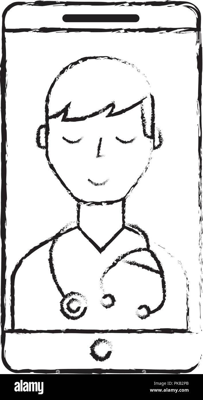 smartphone doctor professional medical app vector illustration hand ...