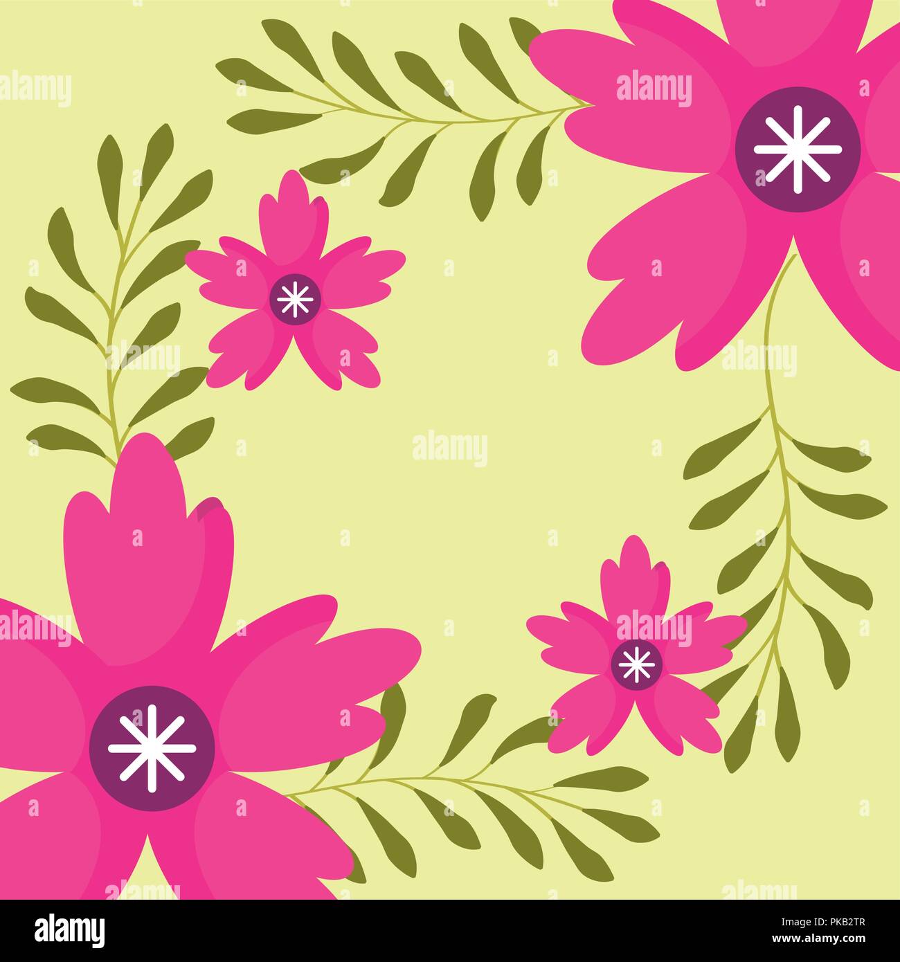 pink flowers branches nature floral vector illustration Stock Vector ...