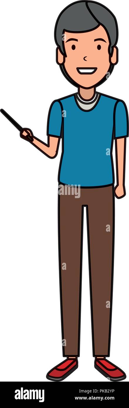 teacher man with pointer vector illustration design Stock Vector Image ...