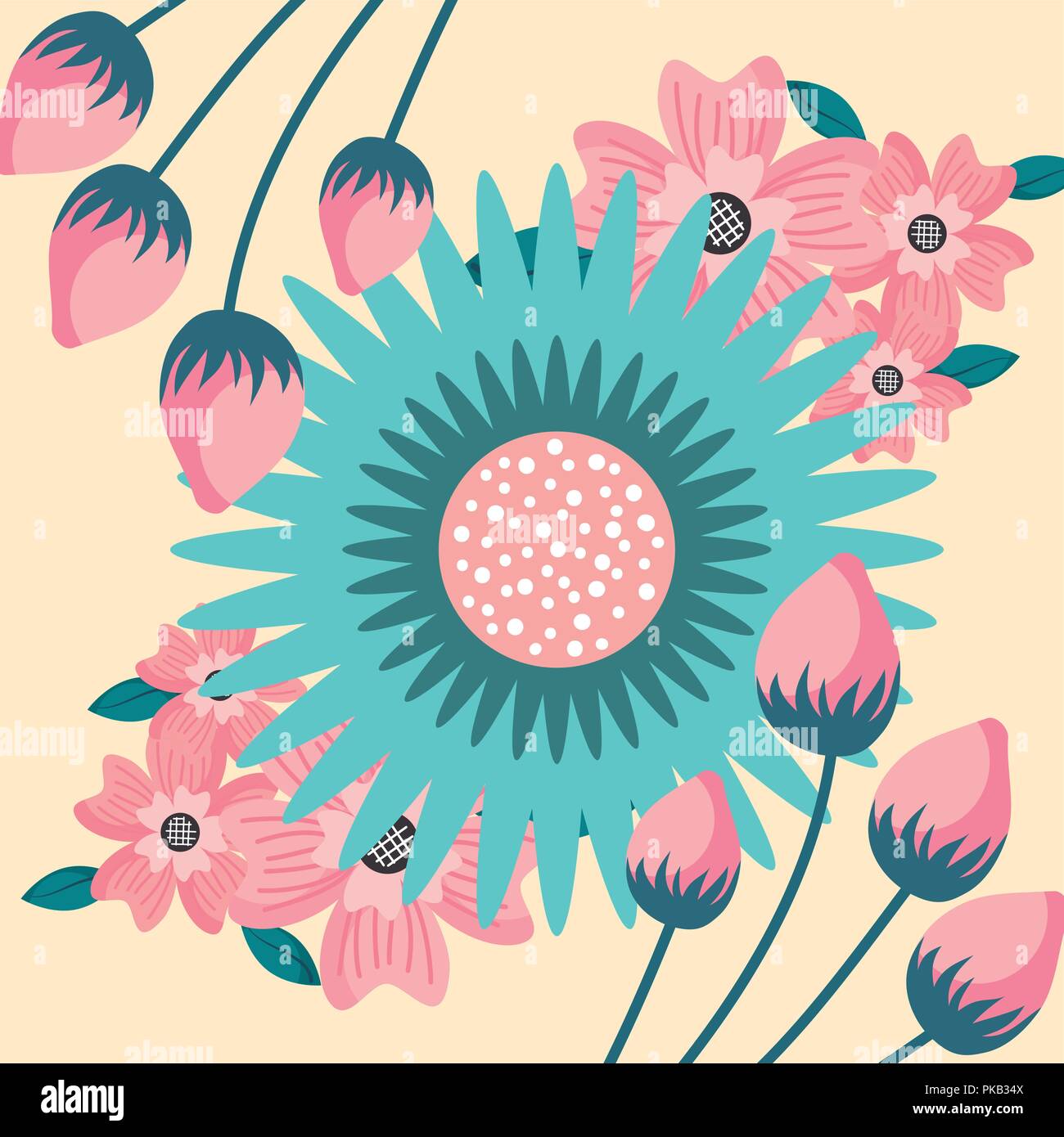 cute flower sprout decoration floral vector illustration Stock Vector ...