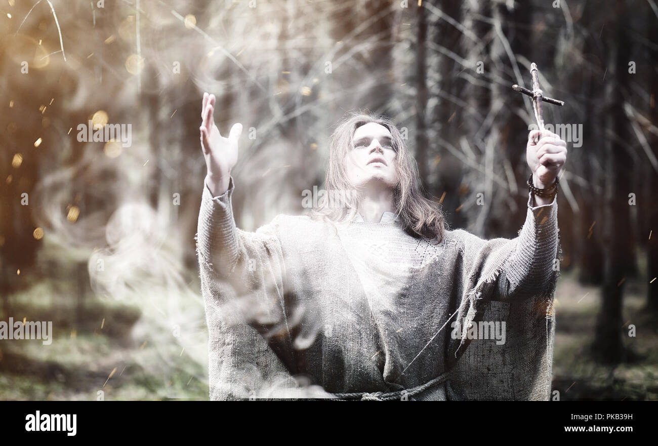 Fairy magician. A sorcerer with a glass sphere, a magical spell Stock ...