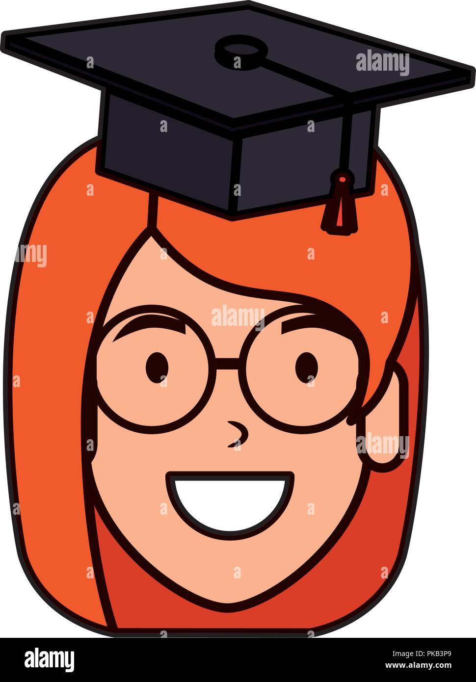 young woman student head with hat graduation vector illustration Stock ...