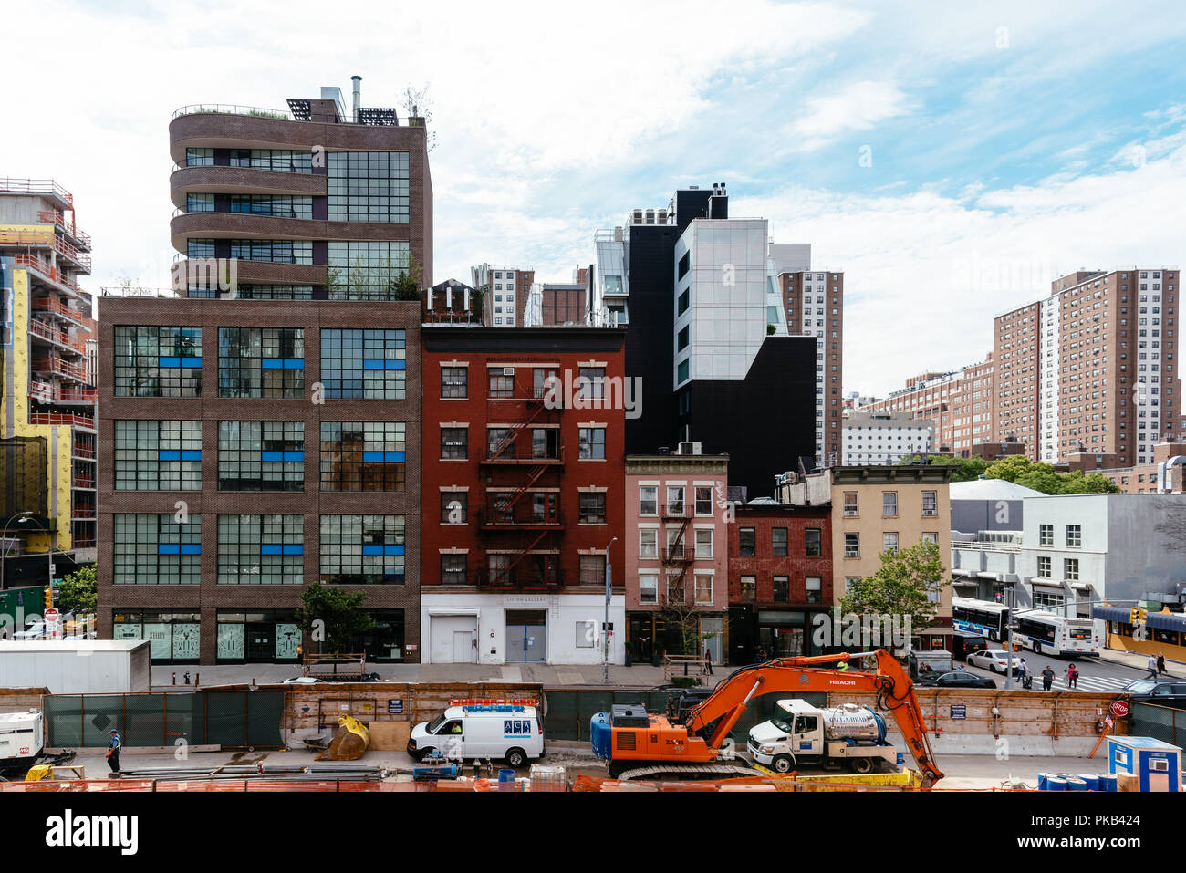 New York City, USA - June 22, 2018: View of construction site in ...